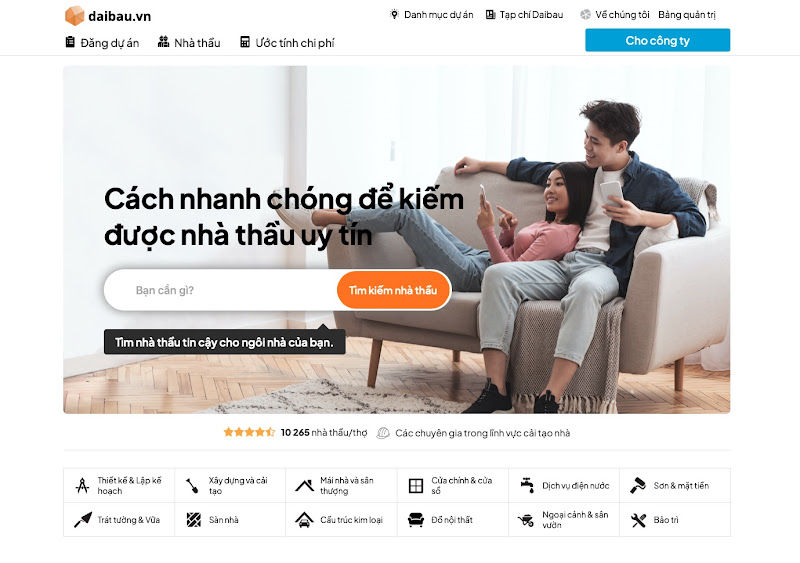 Sửa nhà cuối năm: Nền tảng công nghệ Daibau giúp bạn tìm nhà thầu ưng ý nhất
