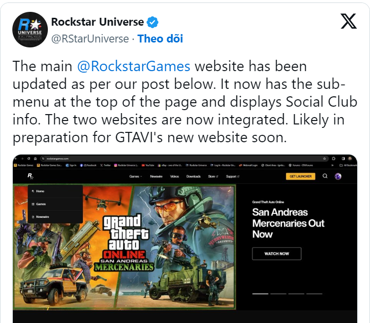 Rockstar Games đại tu trang web để quảng bá GTA 6?
