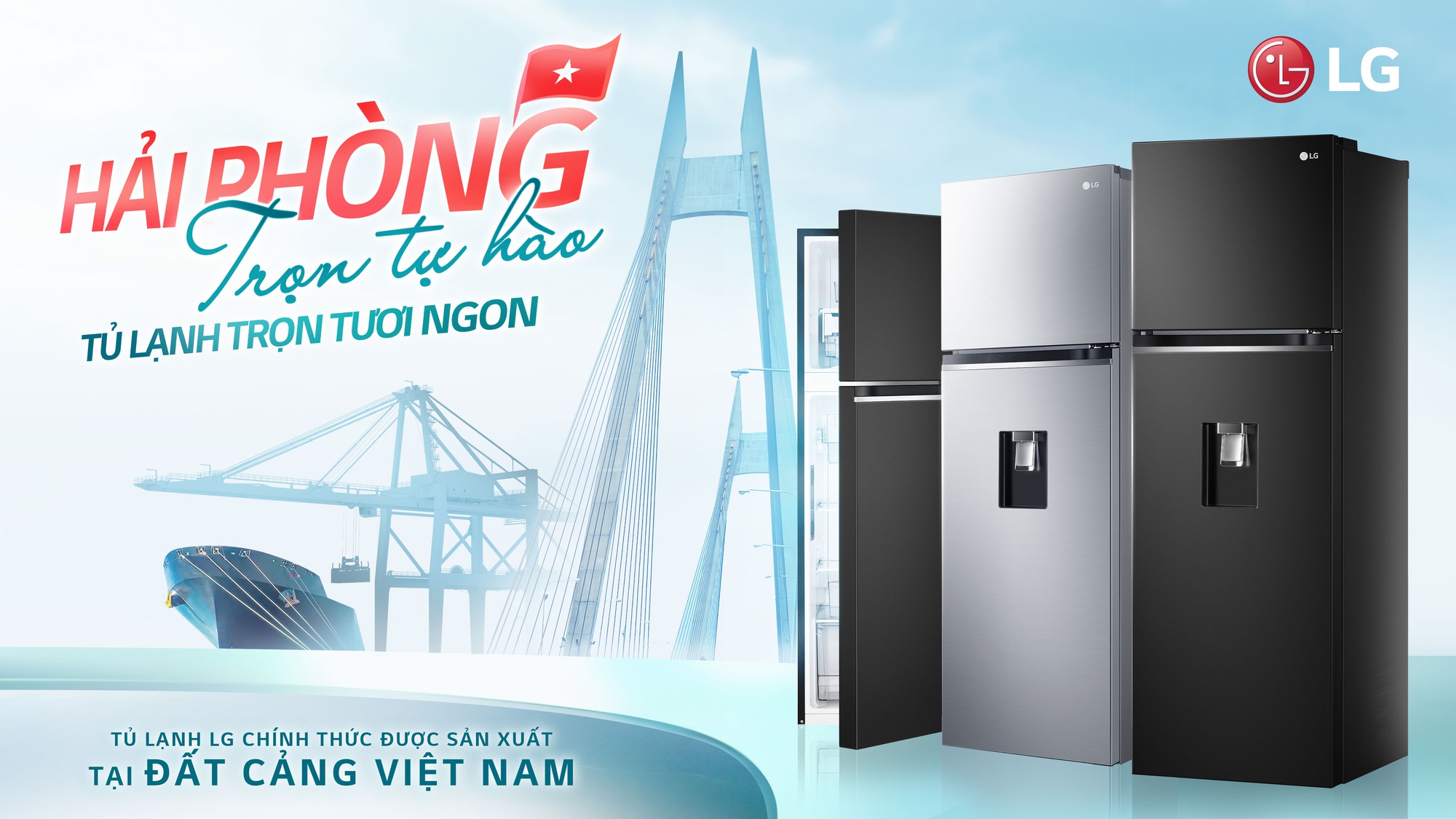 Tủ lạnh LG Ngăn đá trên được sản xuất trọn công đoạn tại nhà máy Hải Phòng