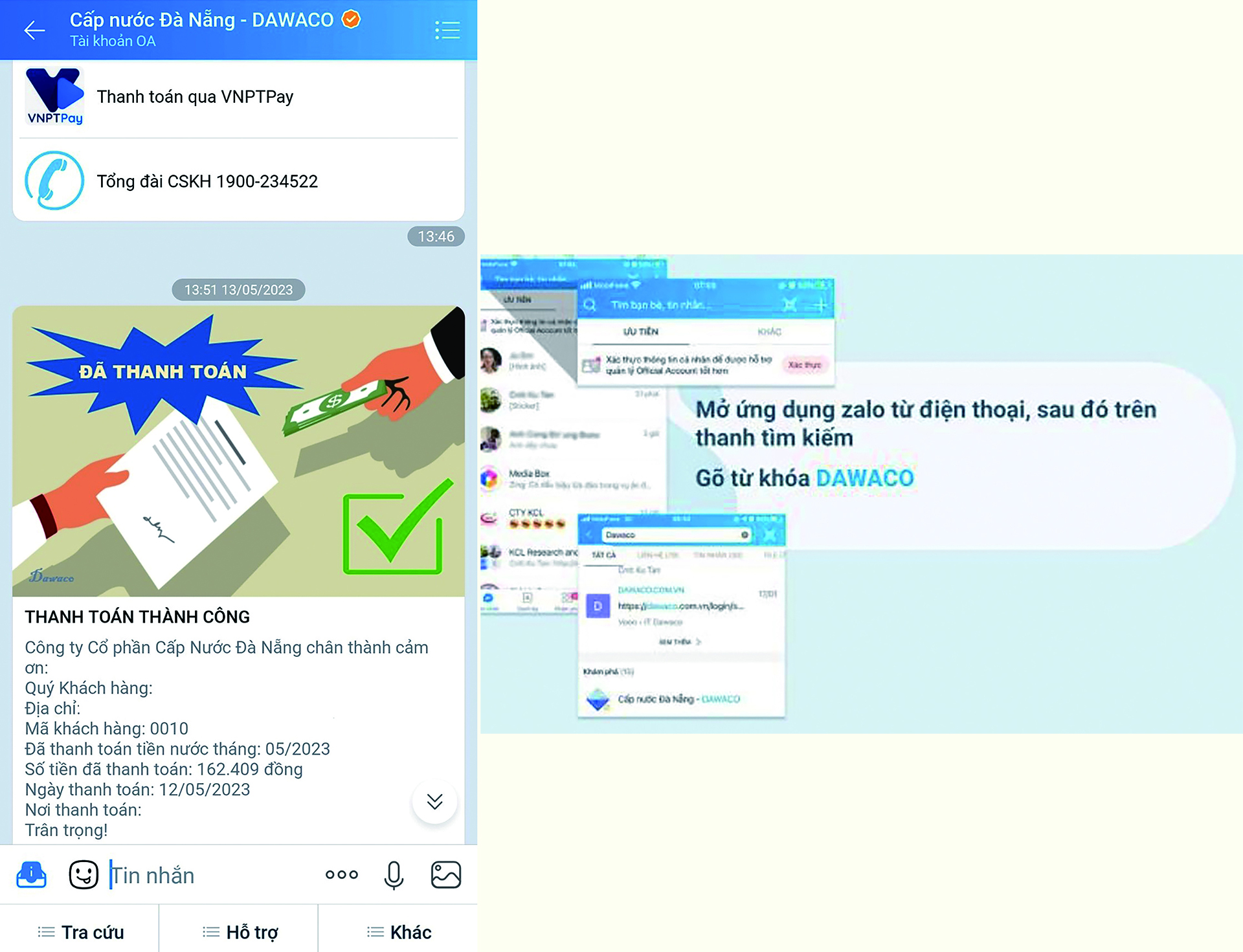 Tiện ích lập tài khoản sử dụng dịch vụ cấp nước