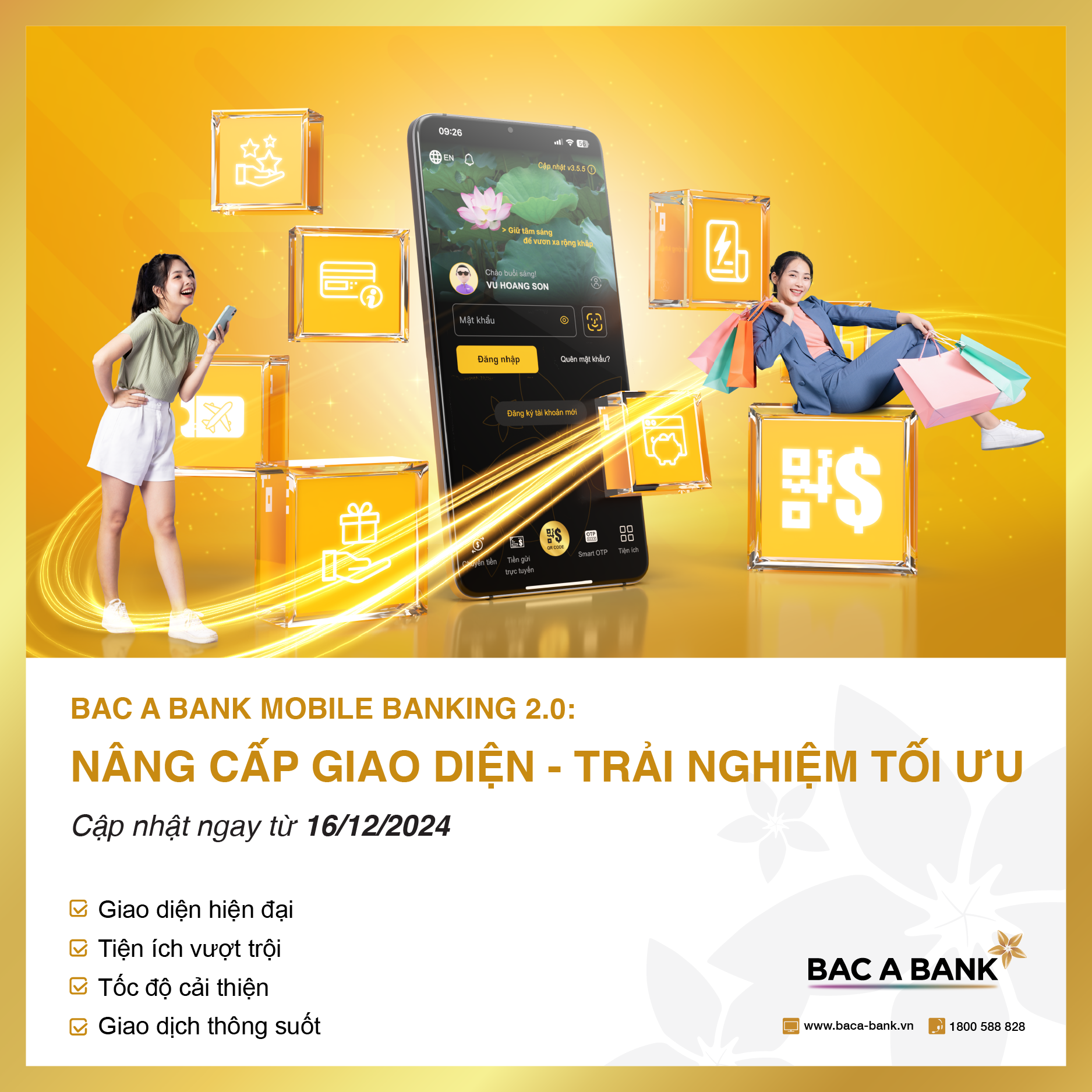 BAC A BANK ra mắt giao diện mới của ứng dụng ngân hàng điện tử