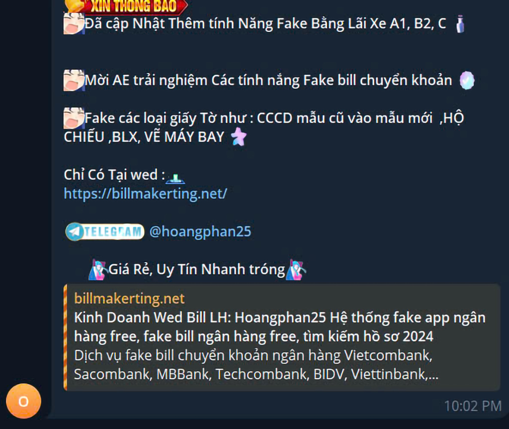 Tràn lan công cụ tạo hóa đơn giả trên mạng