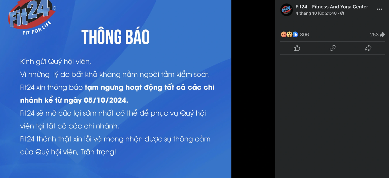 Gym Fit24 ra thông báo mới: Hội viên, nhân viên bức xúc 'bao giờ lấy được tiền'? | VOZ