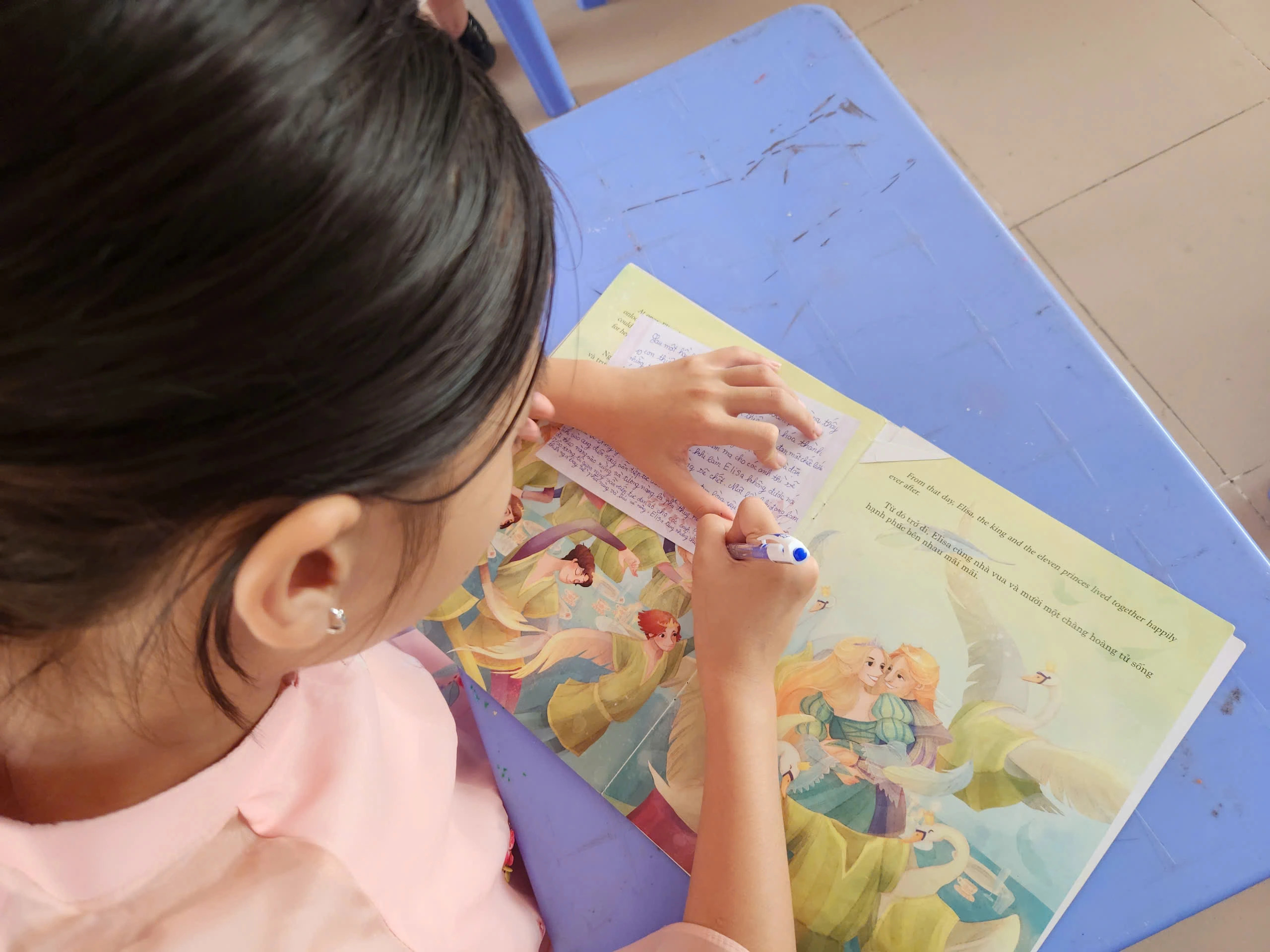 Students use the following example sentence: "My family and my friend ...