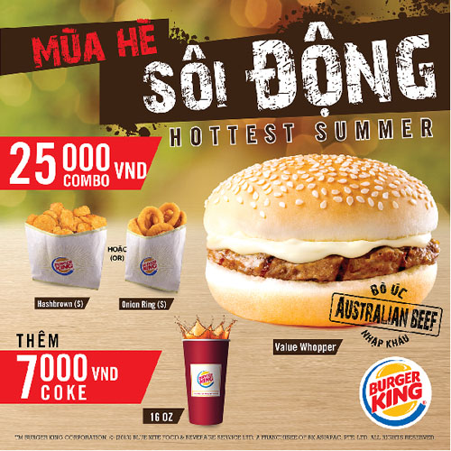 Combo Burger Bò Whooper chỉ còn 25.000đ tại Burger King