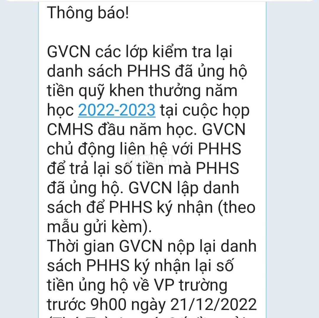 Thu tiền xã hội hóa quỹ khen thưởng: Chỉ đạo giáo viên trả tiền cho phụ ...