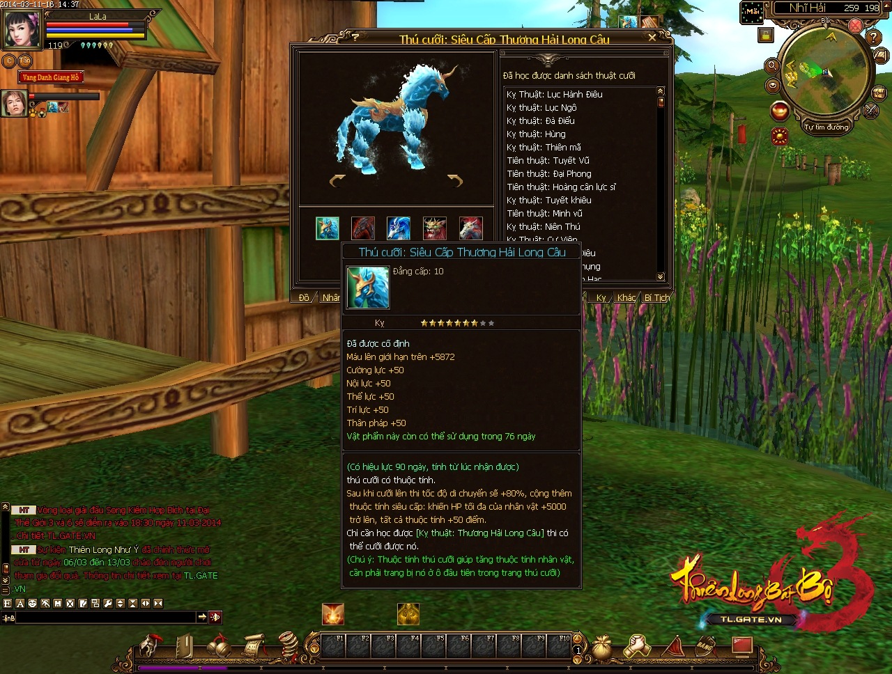 TLBB3: Ngựa siêu cấp cộng thuộc tính mới nhất