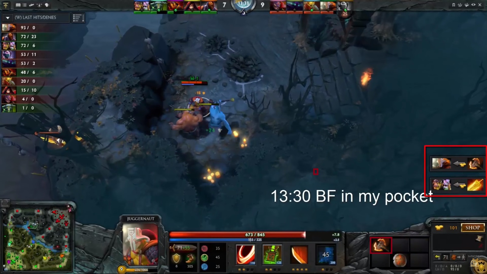 Dota 2: Hướng dẫn chơi Juggernaut farm rừng 13 phút có Battle Fury