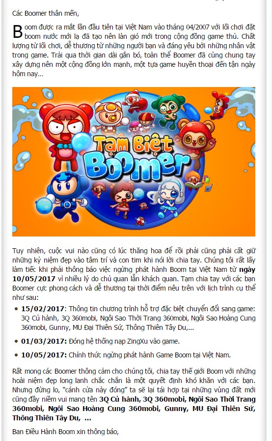 Boom Online đóng cửa - Kết thúc một 'huyền thoại'
