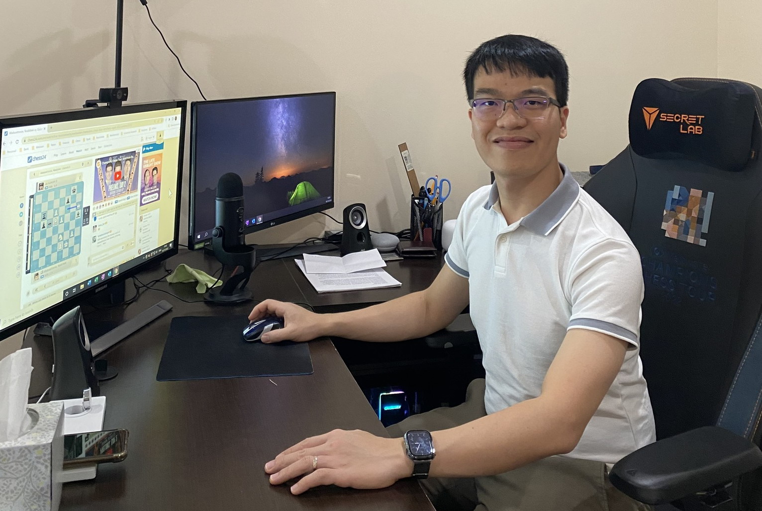 Lê Quang Liêm giành 1 điểm ở trận mở màn Champions Chess Tour Final