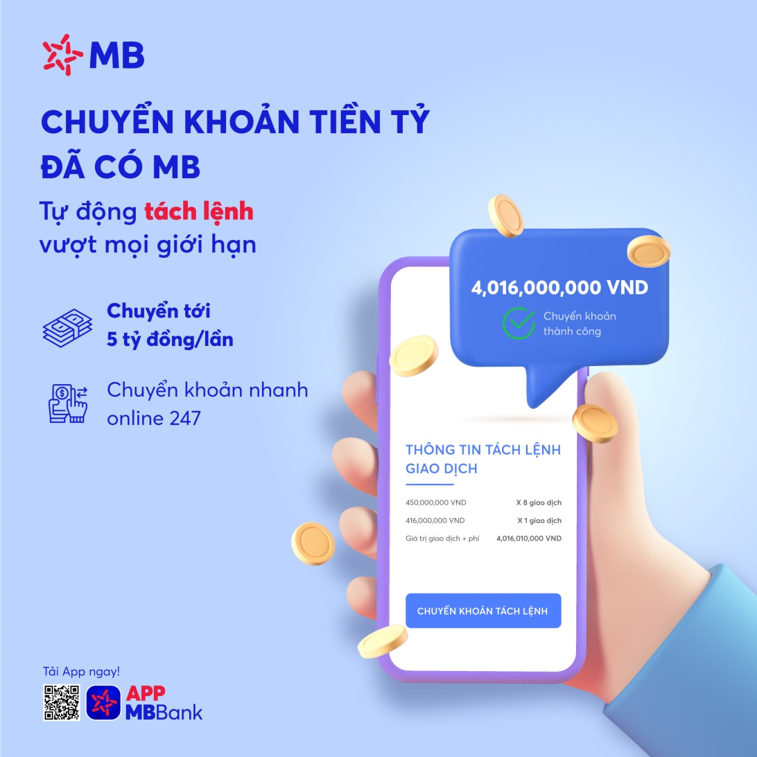MB ra mắt tính năng chuyển khoản ‘Tách lệnh tự động’ trên App MBBank