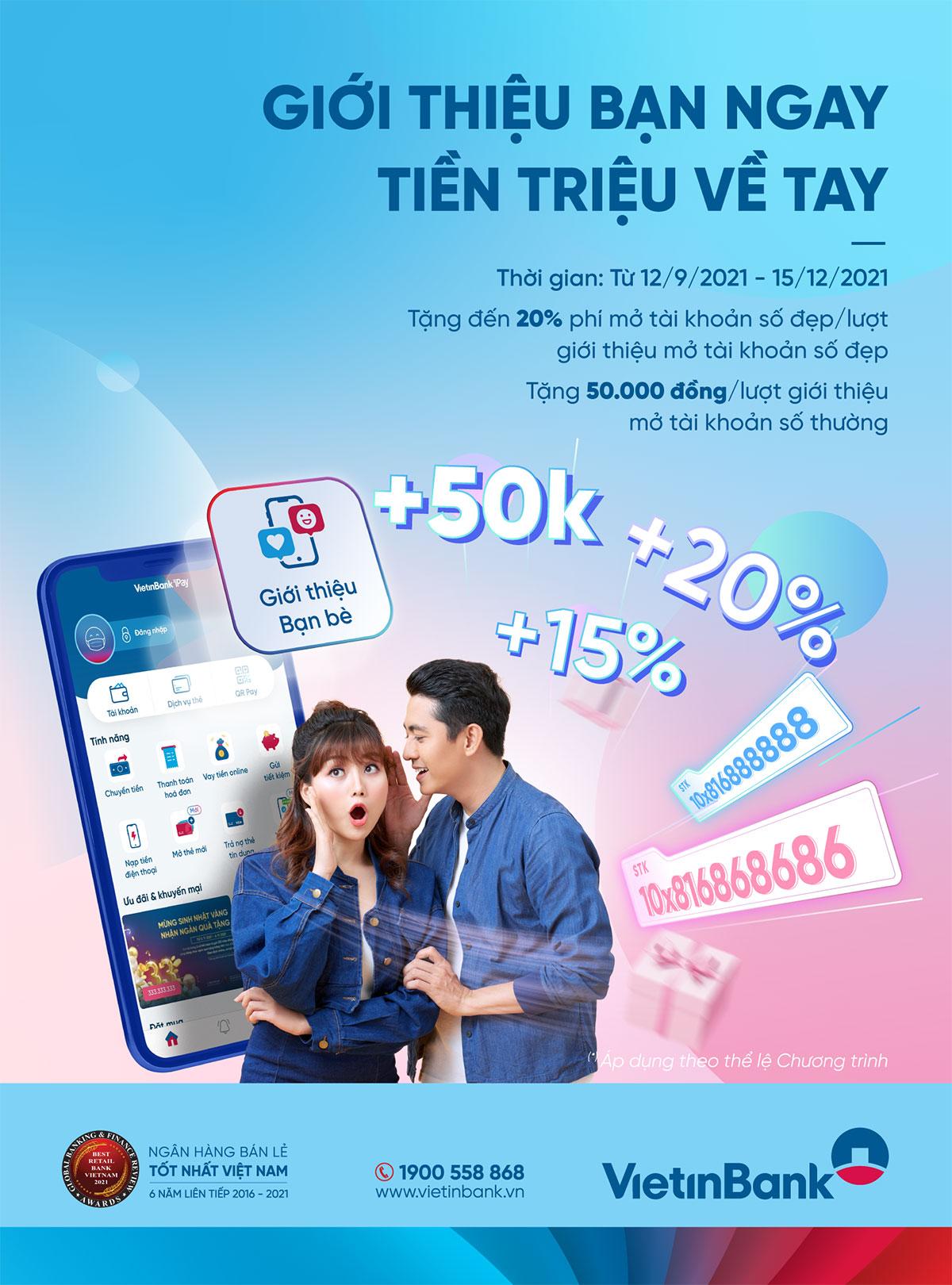 Kiếm tiền triệu khi giới thiệu mở tài khoản tại VietinBank