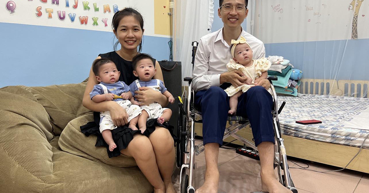 Người cha ngồi xe lăn chăm 3 con sinh non