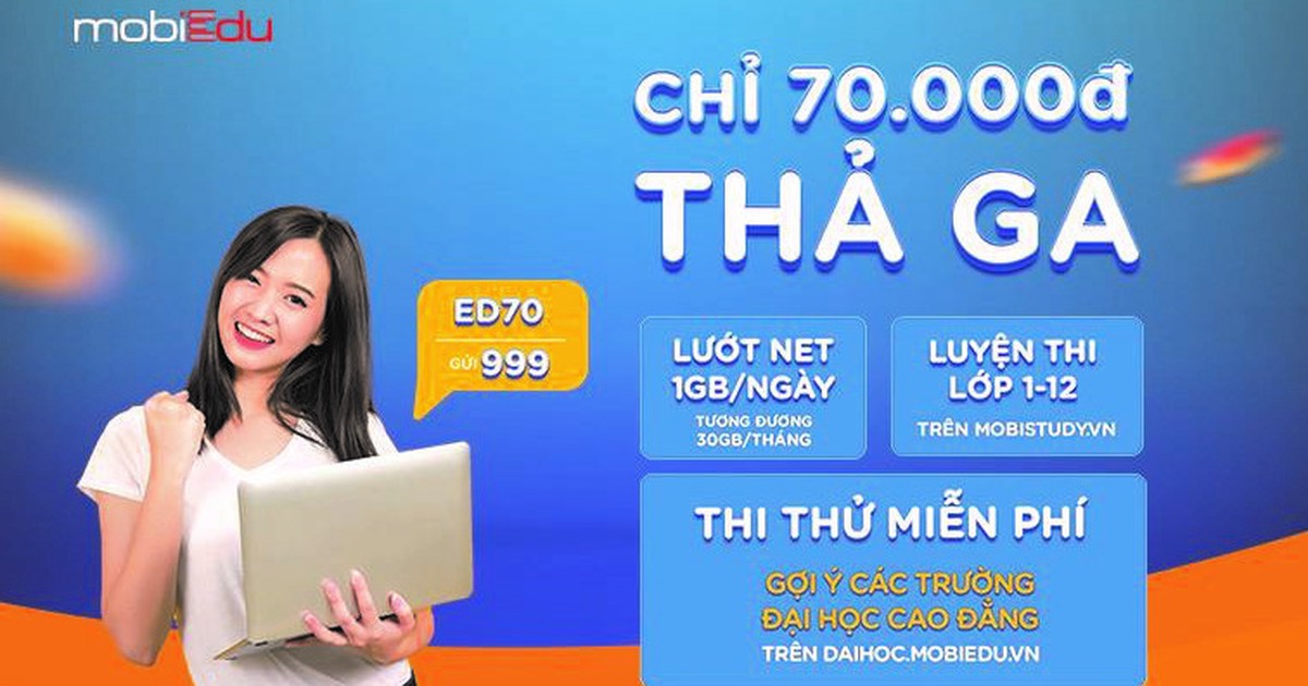 Học trực tuyến không giới hạn với bộ ba gói cước của mobiEdu