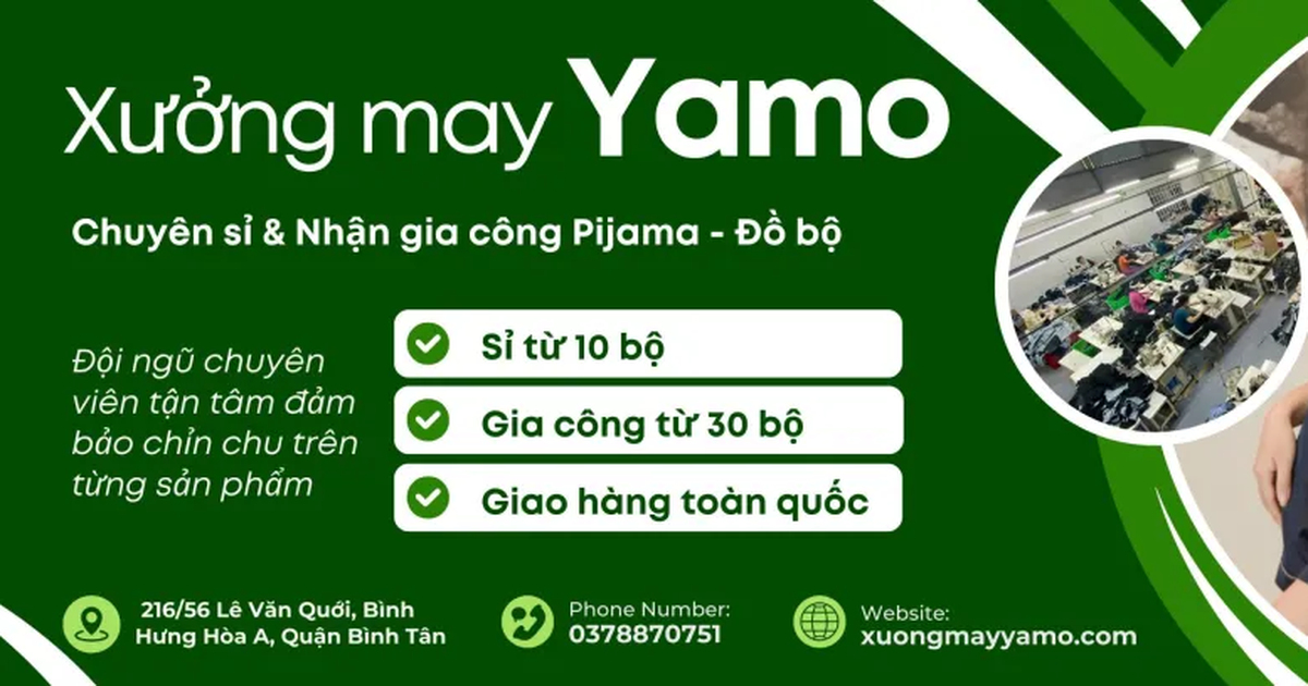 Xưởng may Yamo - Sỉ đồ bộ mặc nhà và pijama chất lượng