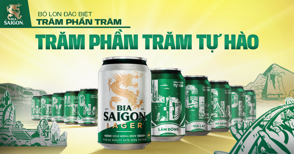 Các tỉnh miền Trung xuất hiện trên lon bia 'Trăm Phần Trăm' của Bia ...