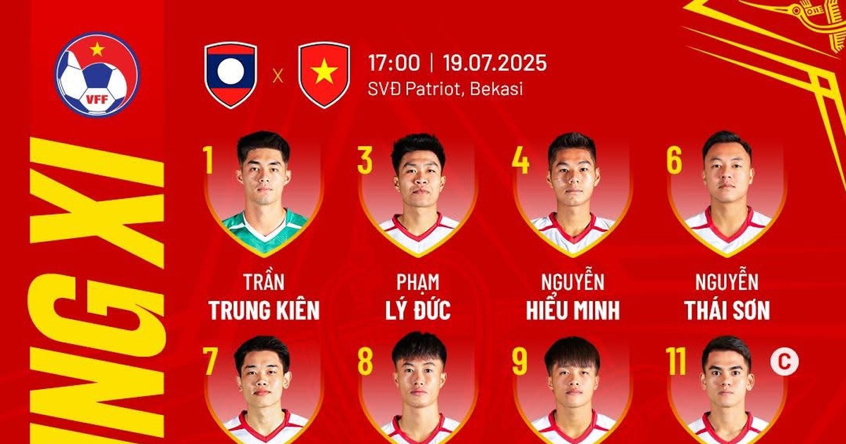 Đội hình U.23 Việt Nam đấu Lào: Văn Khang đội trưởng, Lý Đức đá chính, Lê Viktor dự bị