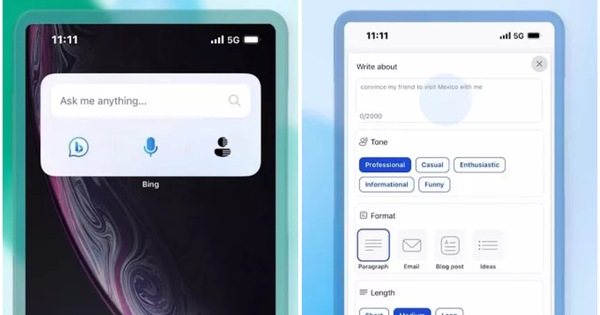 Microsoft tung widget Bing Chat cho nền tảng Android và iOS